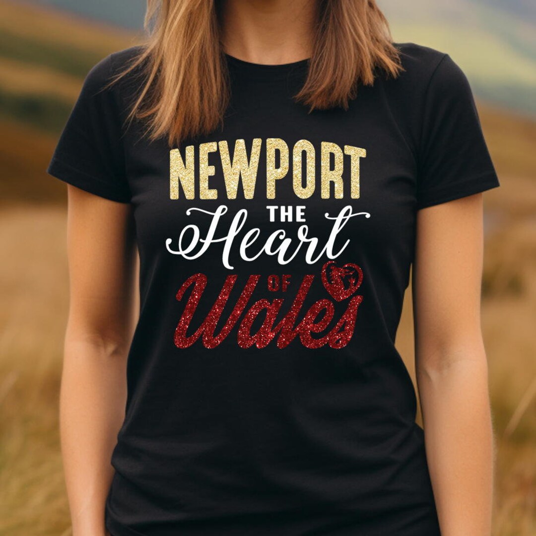 Ladies Newport Heart of Wales T-shirt - Womens Girls Wales Six Rugby ...
