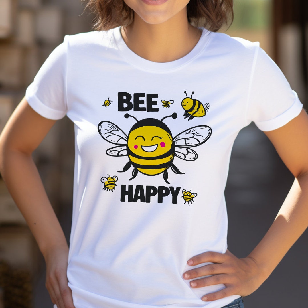 Bee Happy T-shirt: Women's Funny Bumblebee Graphic Tee - Etsy UK