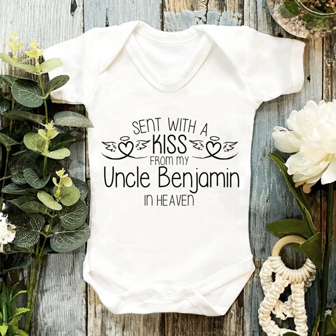 Personalized 'sent With A Kiss From My Uncle in Heaven' Baby Grow Vest ...