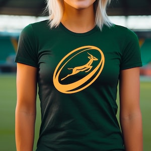 Ladies Springbok Rugby Ball T-shirt - Womens Girls South Africa African ...