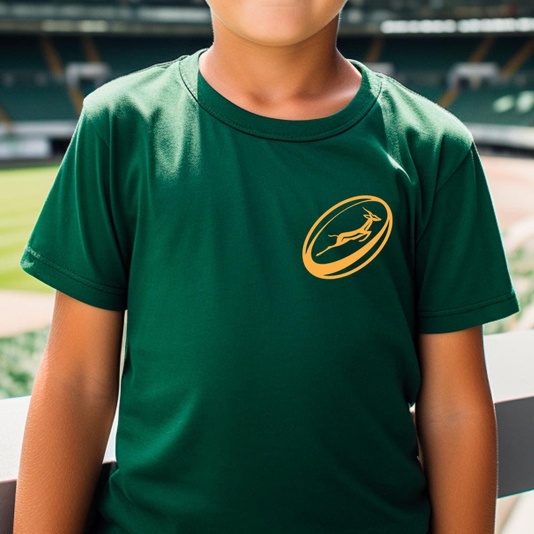 Kids Springbok Rugby Ball Pocket T-shirt - Boys Girls Rugby Cup South ...