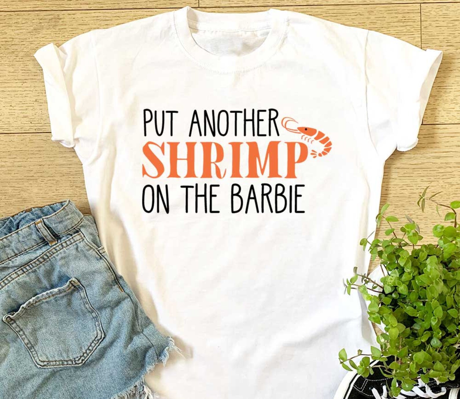 Ladies Put Another Shrimp On The Barbie T Shirt Womens Girls Etsy
