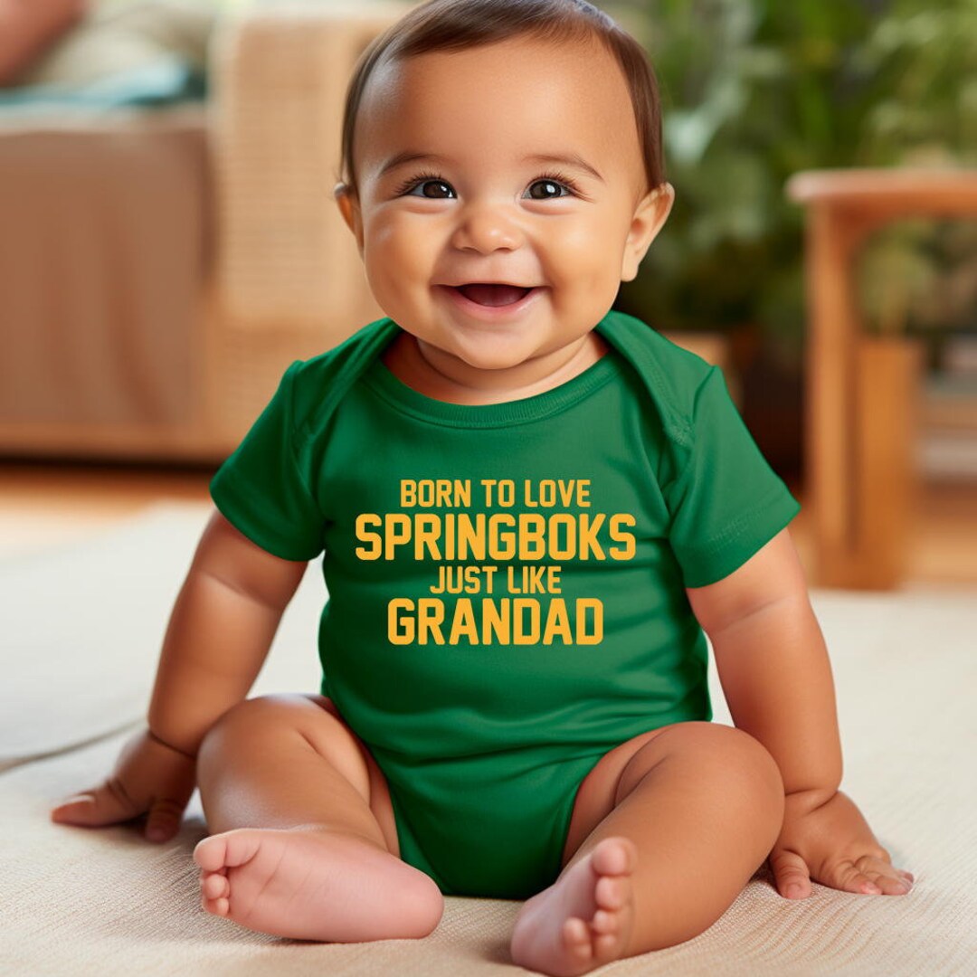 Born to Love Springboks Just Like Grandad Babygrow Baby Vest - South ...