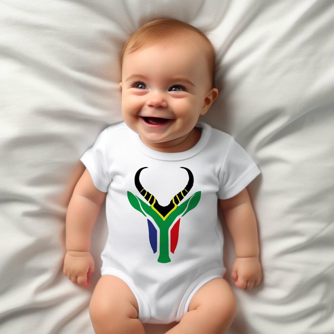 Springbok Face Baby Grow Vest Clothes - Custom Personalised South ...