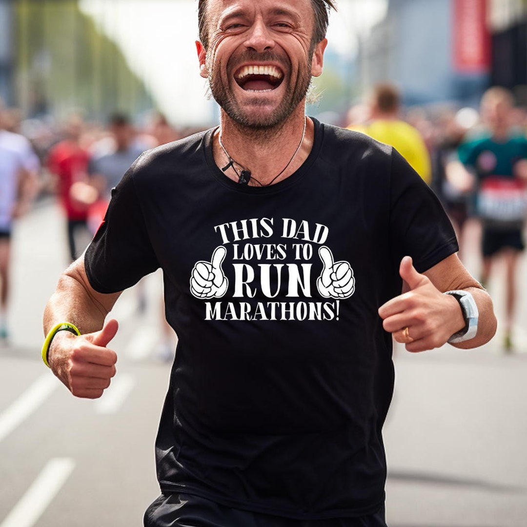 This Dad Loves to Run Marathons T-shirt Mens Custom Personalised Runner ...