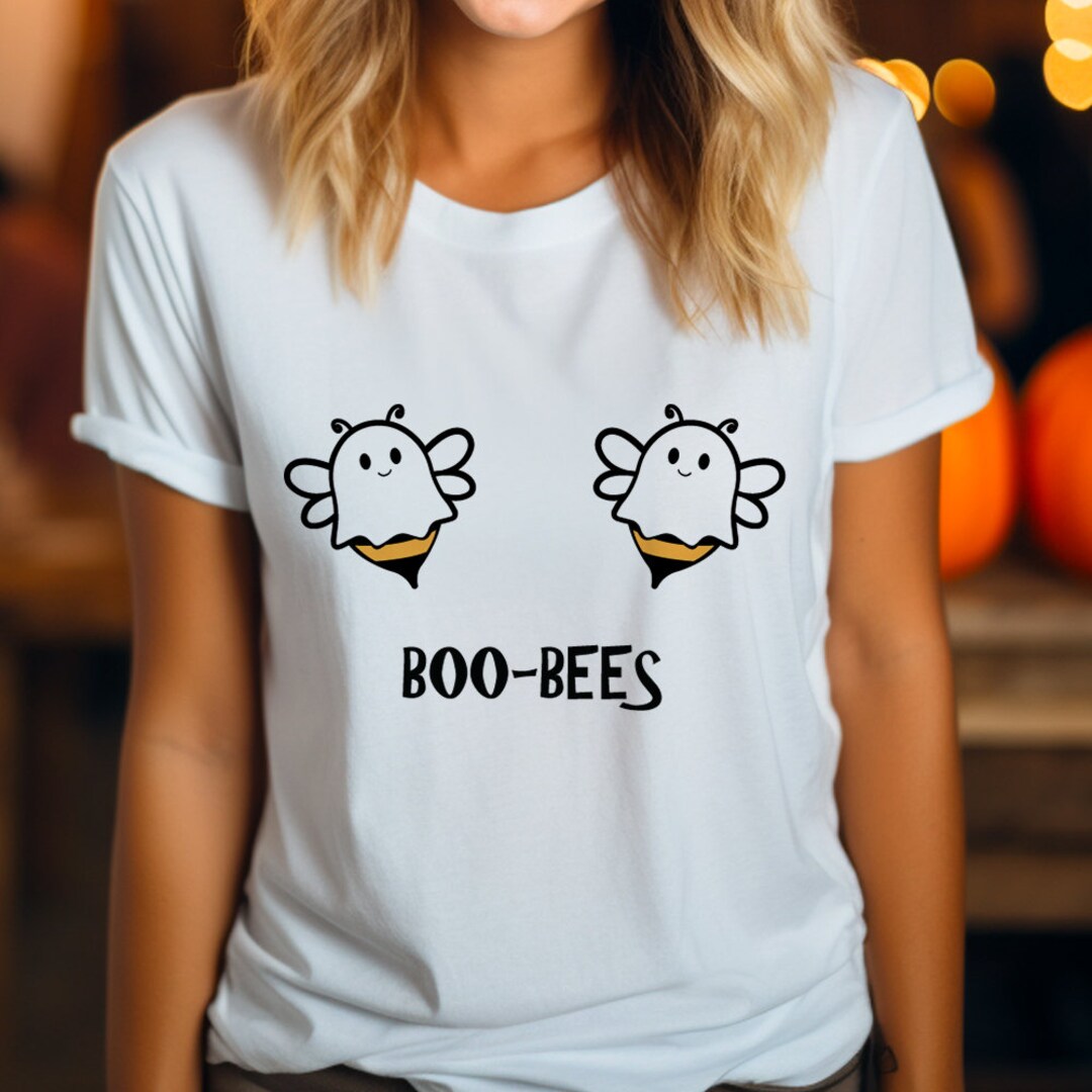 Ladies Boo Bees T-shirt - Womens Girls Funny Halloween Ghost Boobies ...