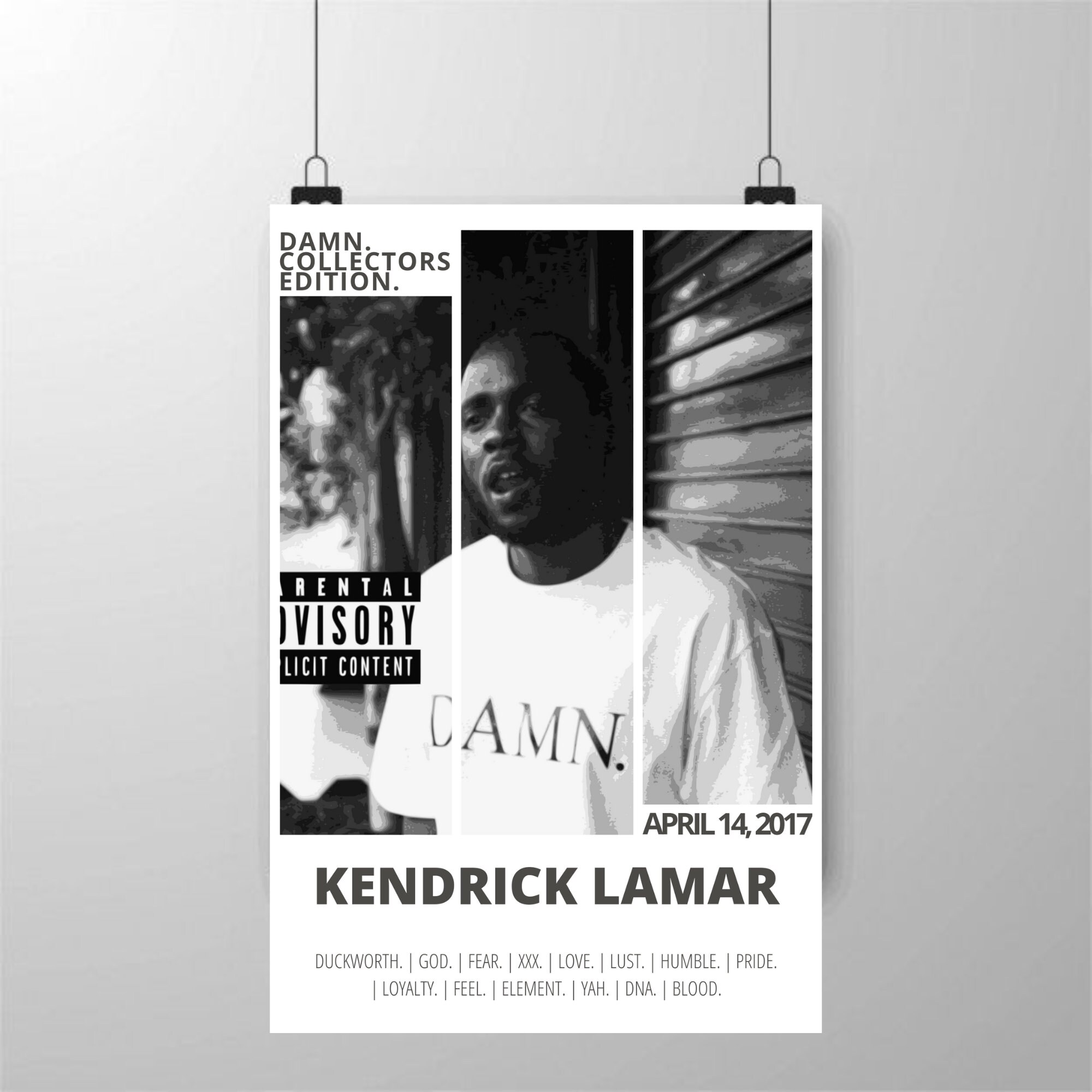 Kendrick Lamar Poster DAMN. Album Cover Album Poster Music Poster Music ...