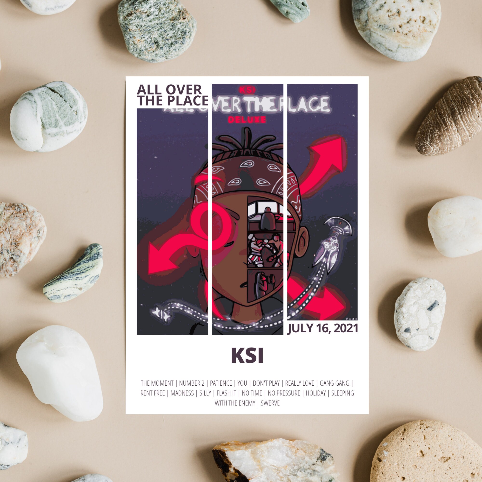 KSI Poster All Over the Place Album Cover Album Poster - Etsy Hong Kong
