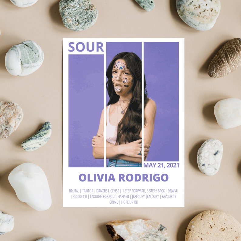 Olivia Rodrigo Poster Sour Album Cover Album Poster Music Poster Music ...