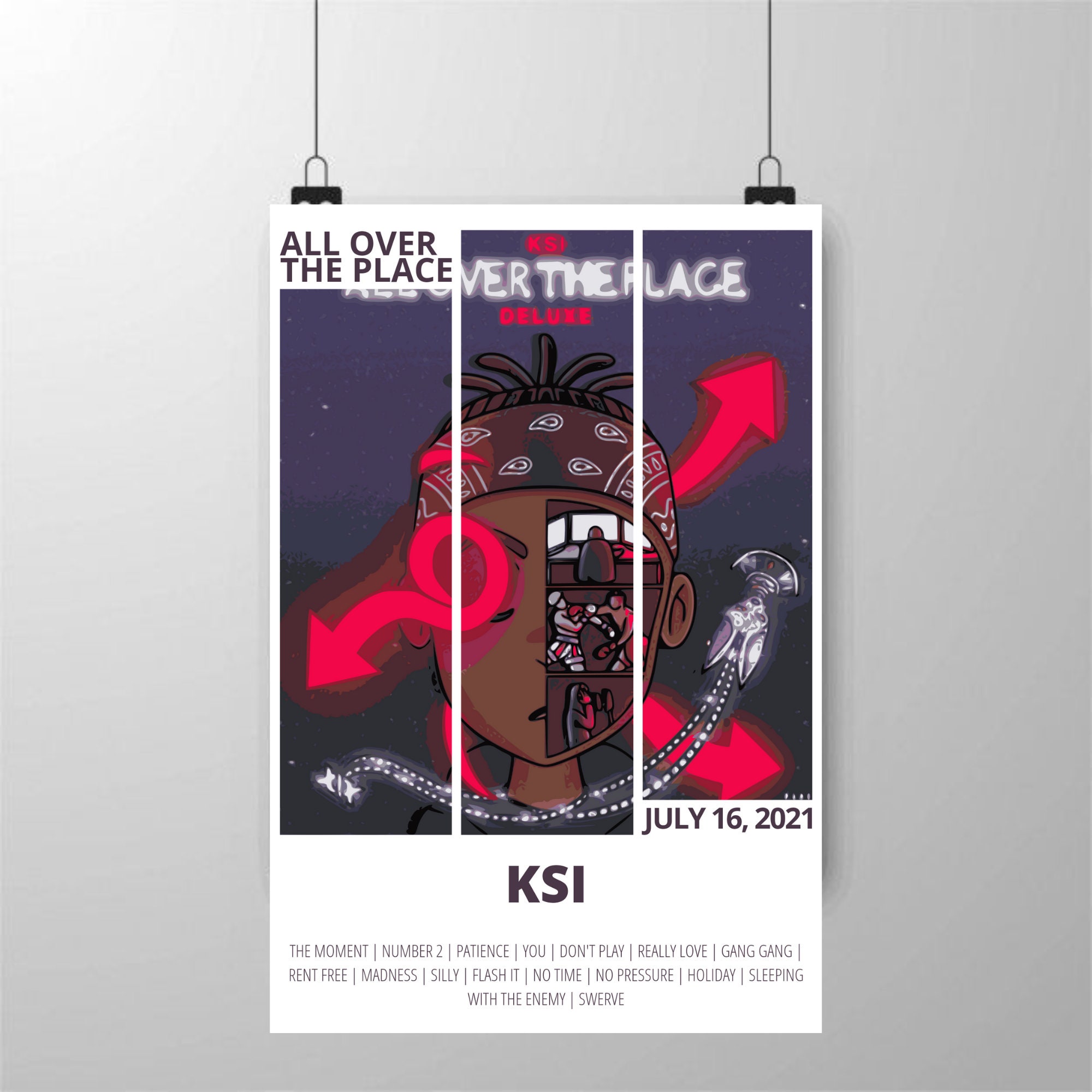 KSI Poster All Over the Place Album Cover Album Poster - Etsy Hong Kong
