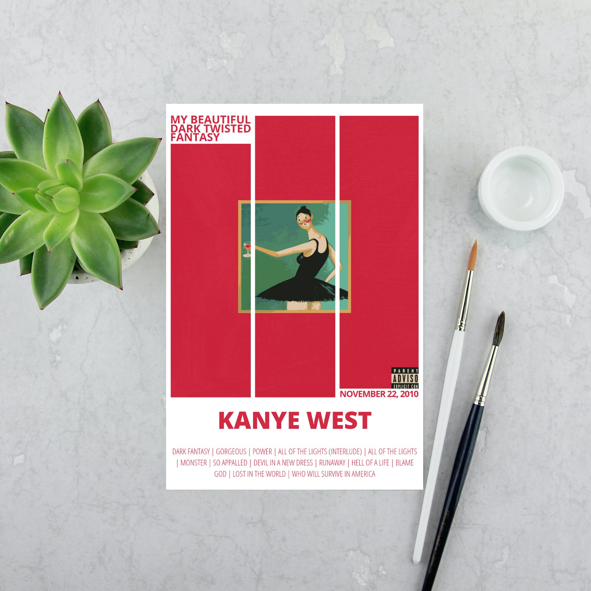 Kanye West Poster | My Beautiful Dark Twisted Fantasy | Album Cover