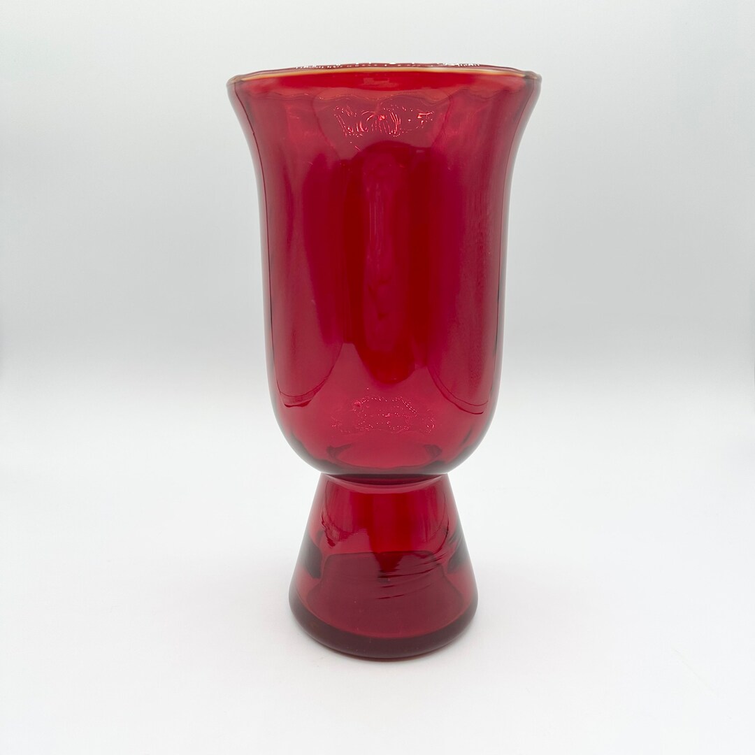 Viking Glass Honeycomb Ruby Red Vase - Etsy