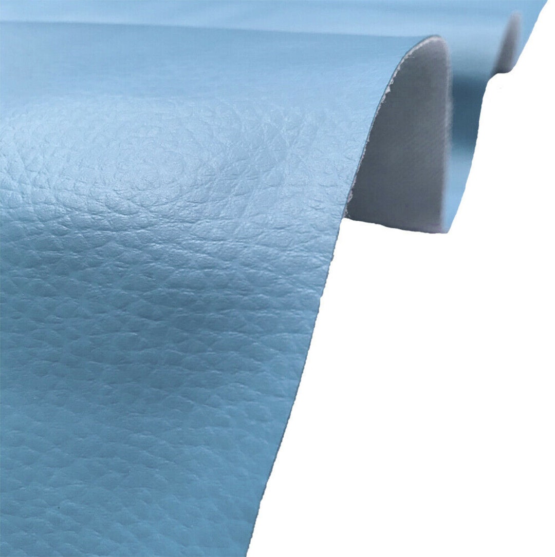 Sky Blue Grained Faux Leather Leatherette Fabric Heavy Duty Texture ...