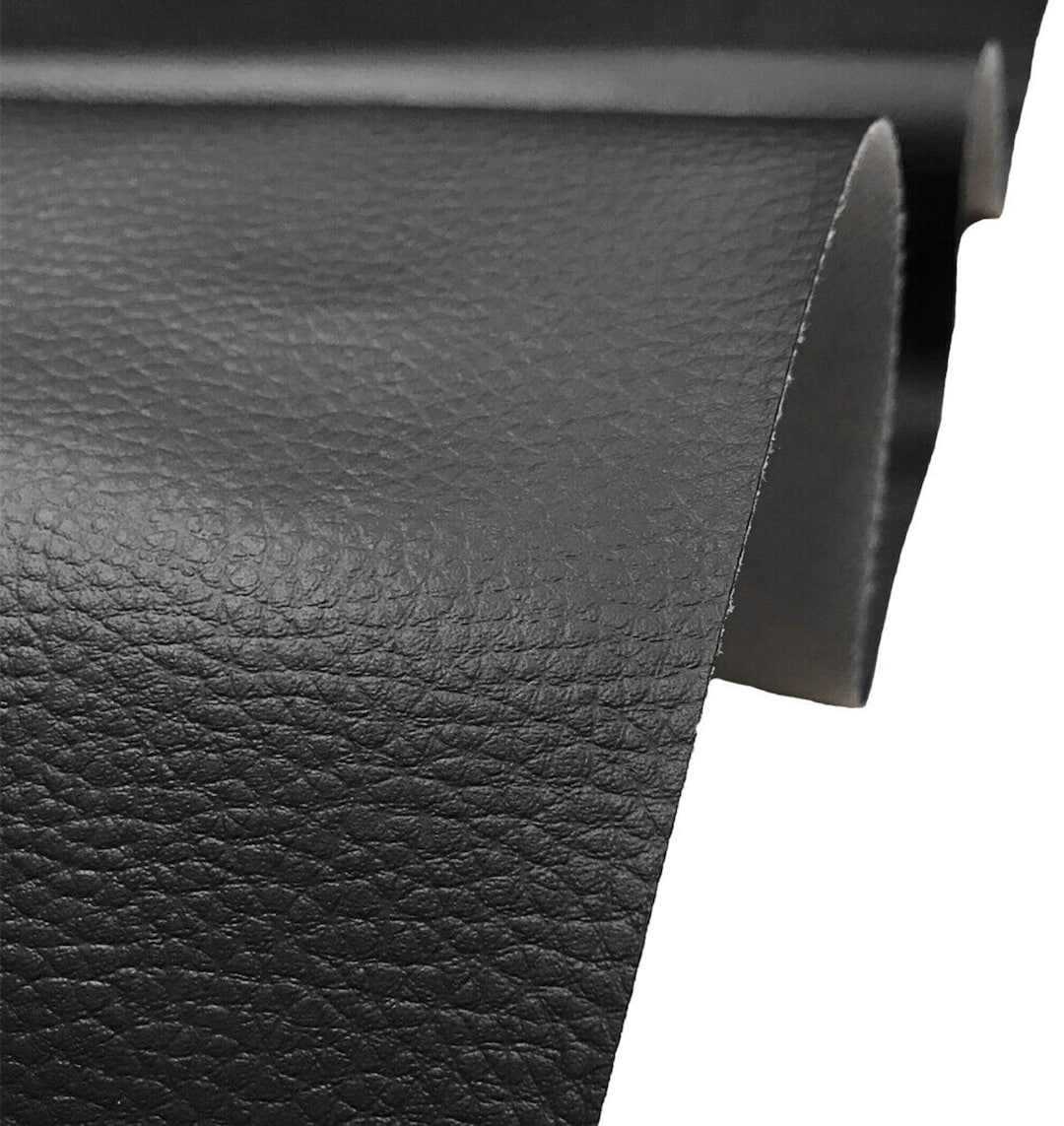 Black Grained Faux Leather Leatherette Fabric Heavy Duty Texture ...