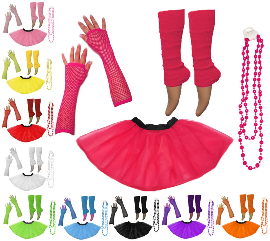 Tutu Skirts Women Ladies Girls Hen Adult Neon Fancy Tutu Set 1980 80s ...