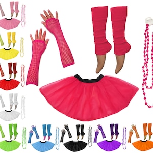 Tutu Skirts Women Ladies Girls Hen Adult Neon Fancy Tutu Set 1980 80s ...