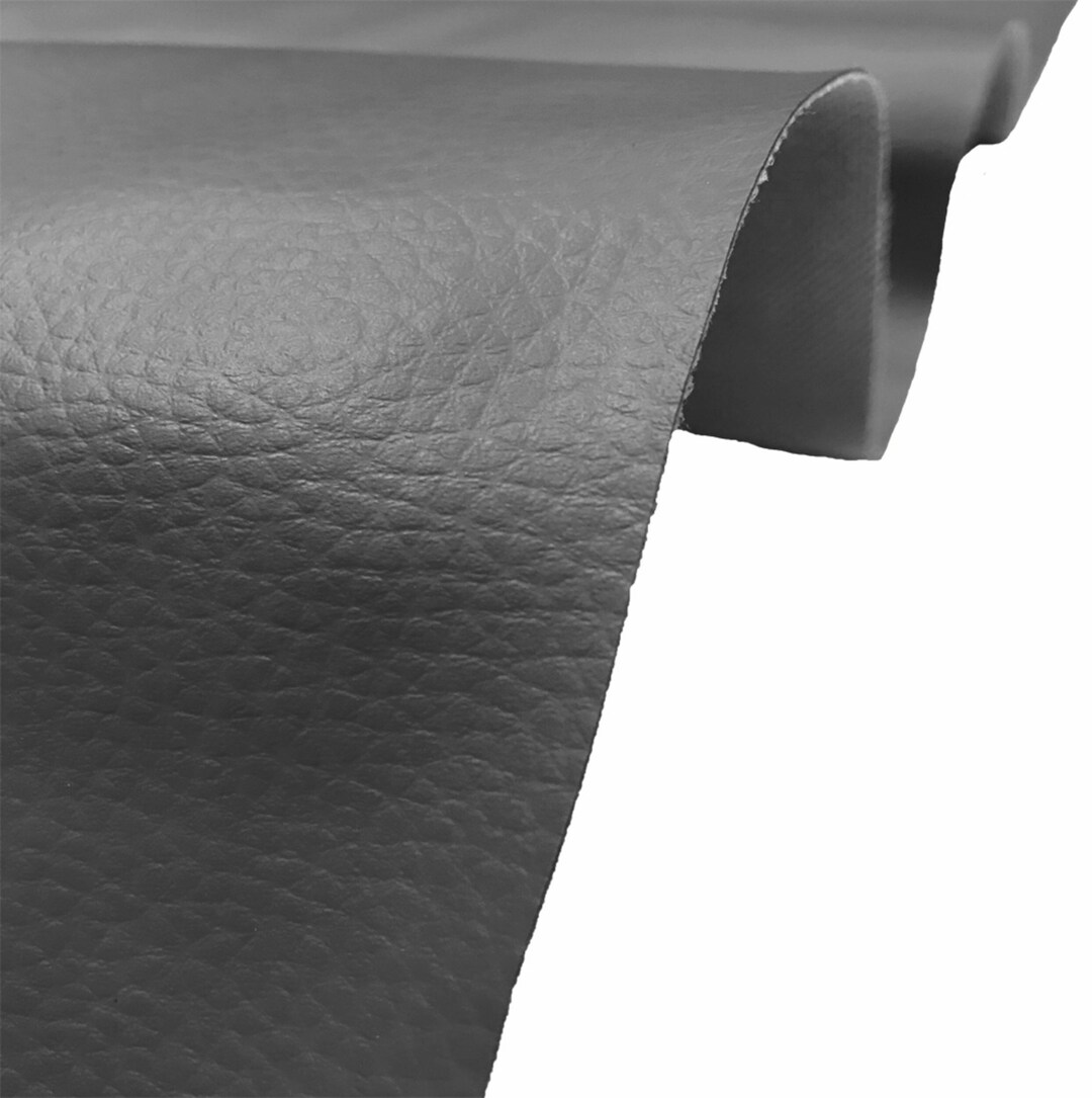 Dark Grey Grained Faux Leather Leatherette Fabric Heavy Duty Texture ...