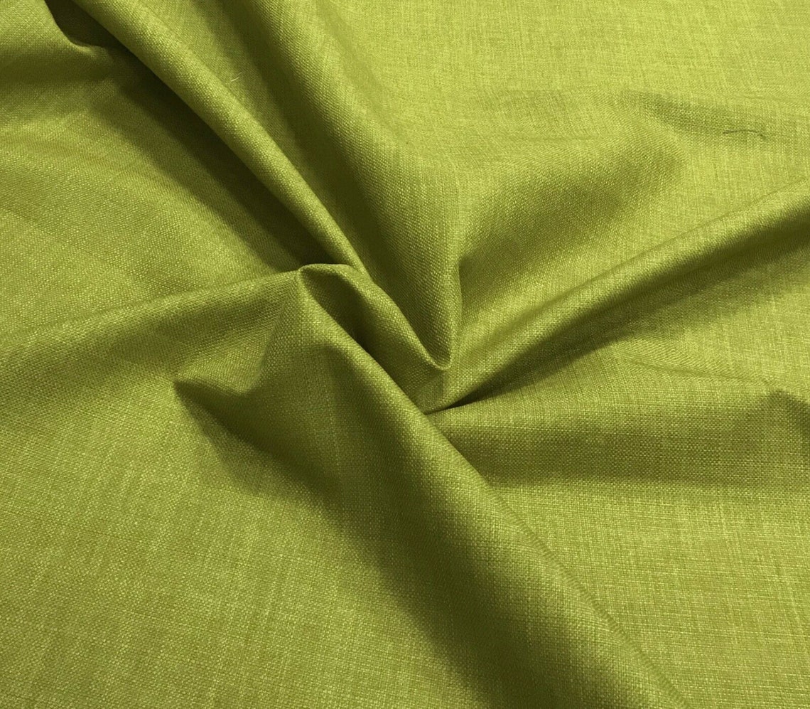 Lime Green Linen Look Fabric Plain Soft Linen Texture Polyester Curtain ...