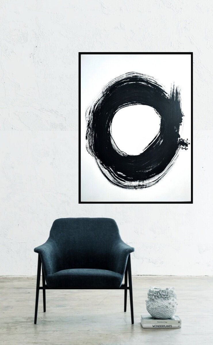 Enso Painting on Canvas, Fine Art, Original Art, Zen Painting ...