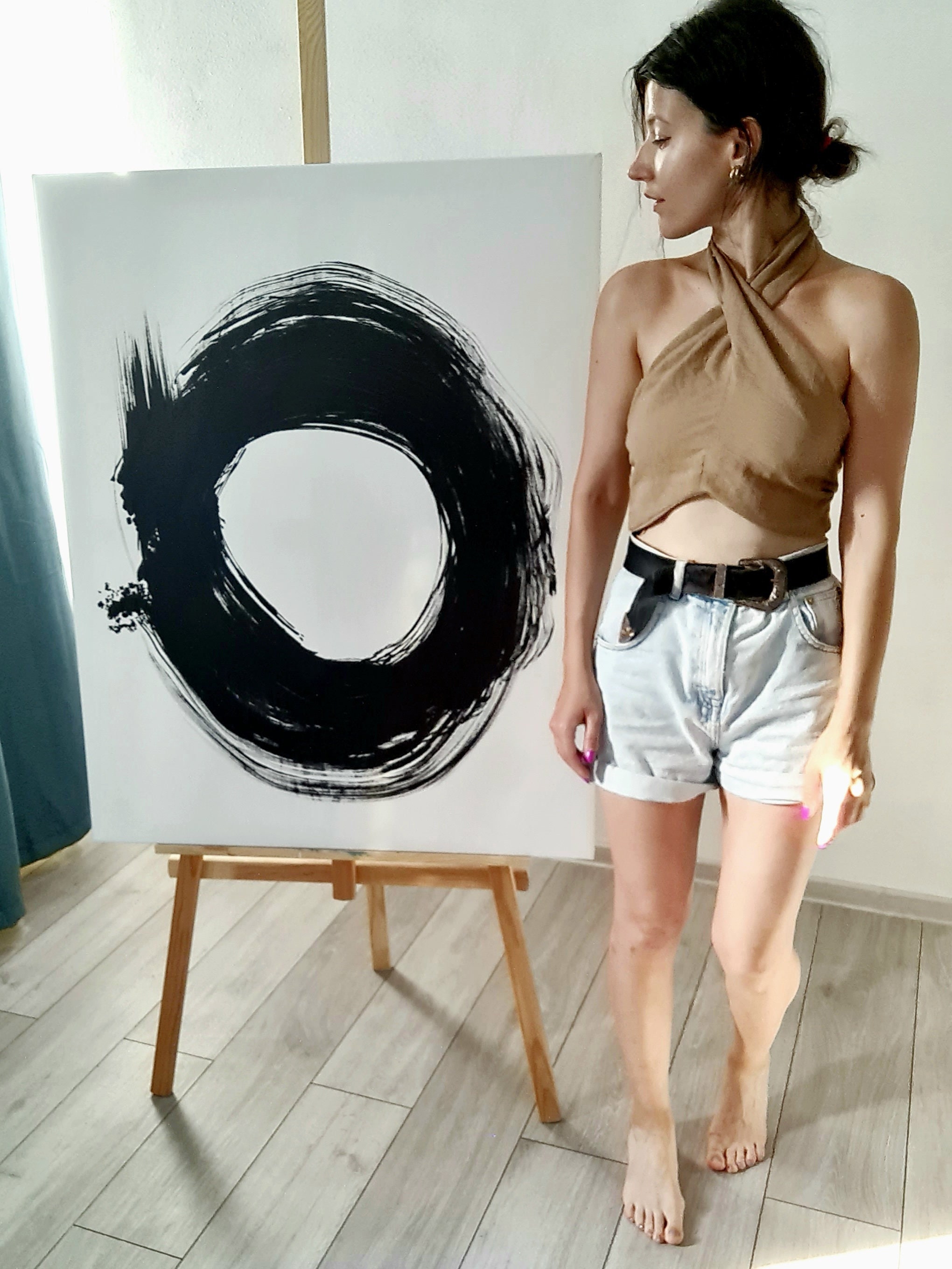 Enso Painting on Canvas, Fine Art, Original Art, Zen Painting ...