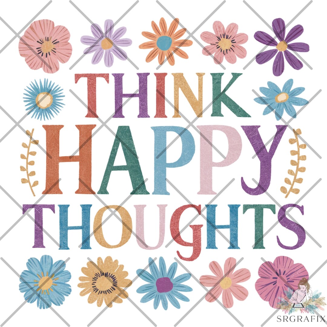 Think Happy Thoughts ,retro Sad for Mental Health and Anxiety Vintage ...