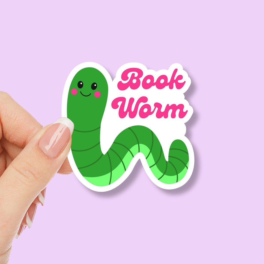 Book Worm Sticker | Book Lovers Sticker | Funny Sticker | Cute Sticker ...