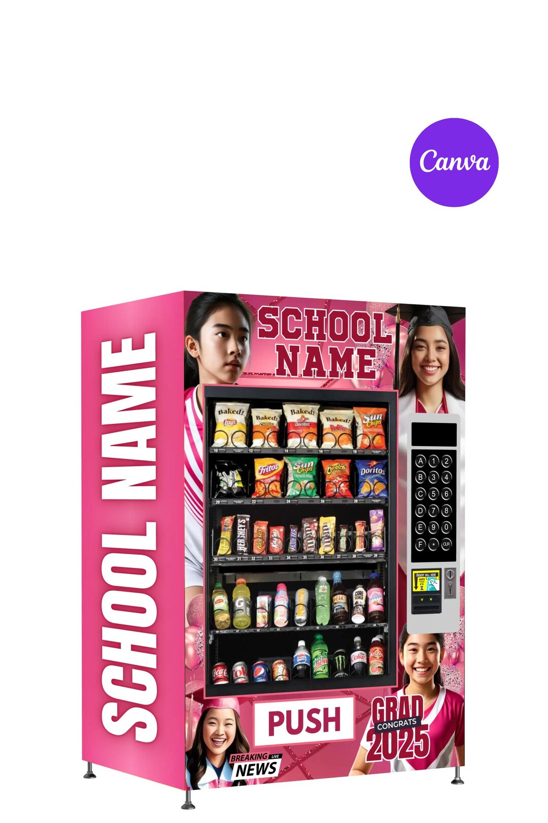 Pink Graduation Vending Machine Template - Etsy