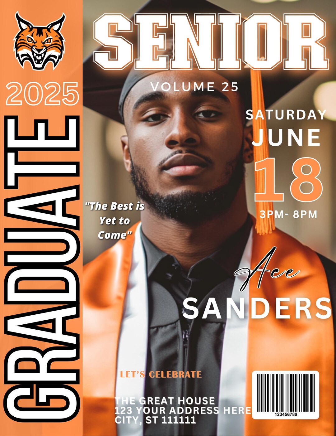 Grad Magazine Template - Editable Digital Template - ORANGE - Etsy