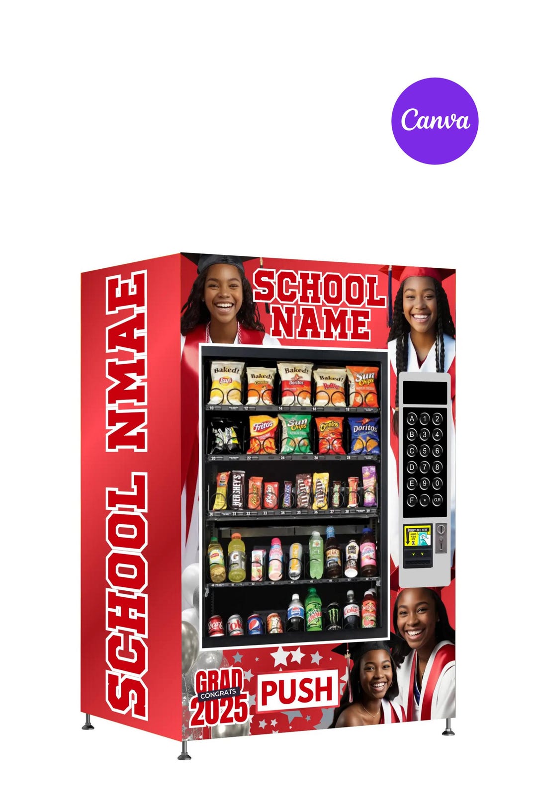 Red Graduation Vending Machine Template - Etsy