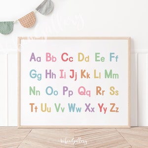 Horizontal Pastel Alphabet Poster, Upper and Lowercase Letters ...
