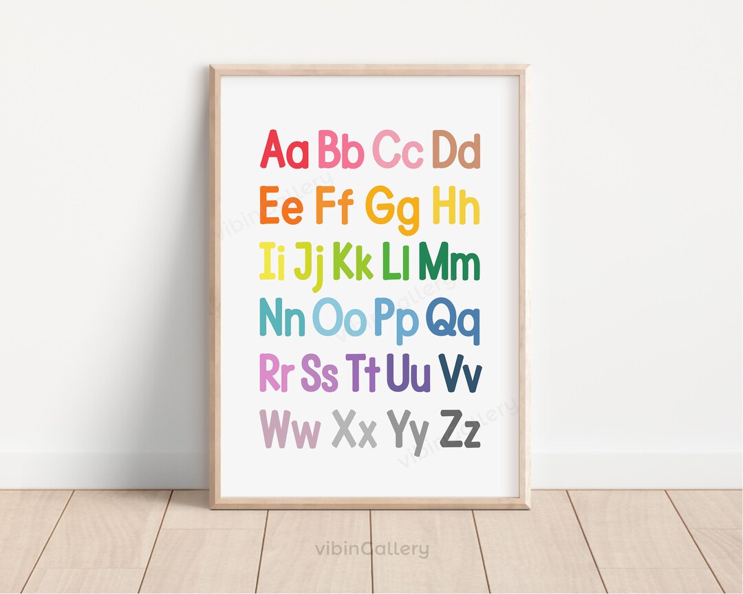 Rainbow Alphabet Poster, Uppercase Lowercase ABC Chart, Preschool ...