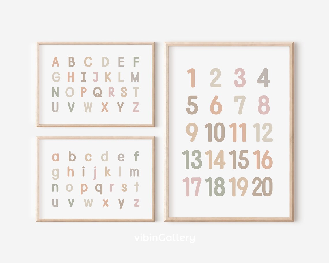 Horizontal Lowercase Alphabet Poster, Boho Wall Decor, ABC Poster ...