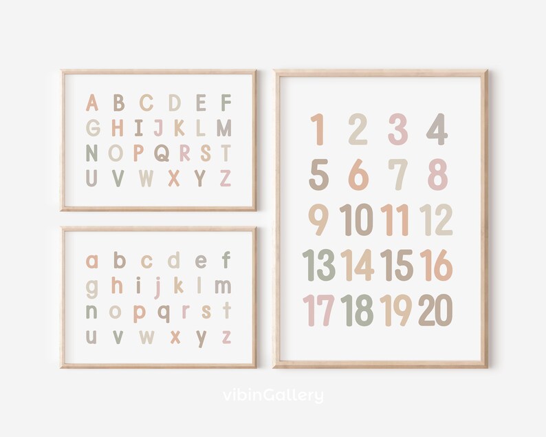 Horizontal Lowercase Alphabet Poster, Boho Wall Decor, ABC Poster ...