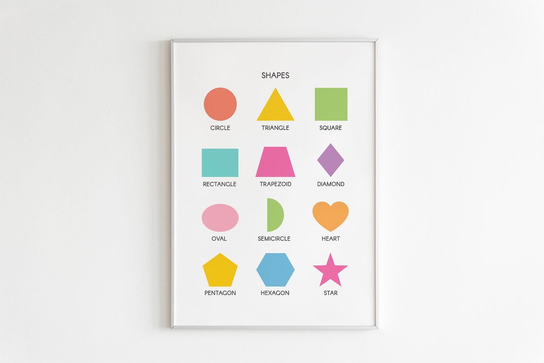 12 Geometric SHAPES Shapes Chart Learning Poster Home Decor Math ...