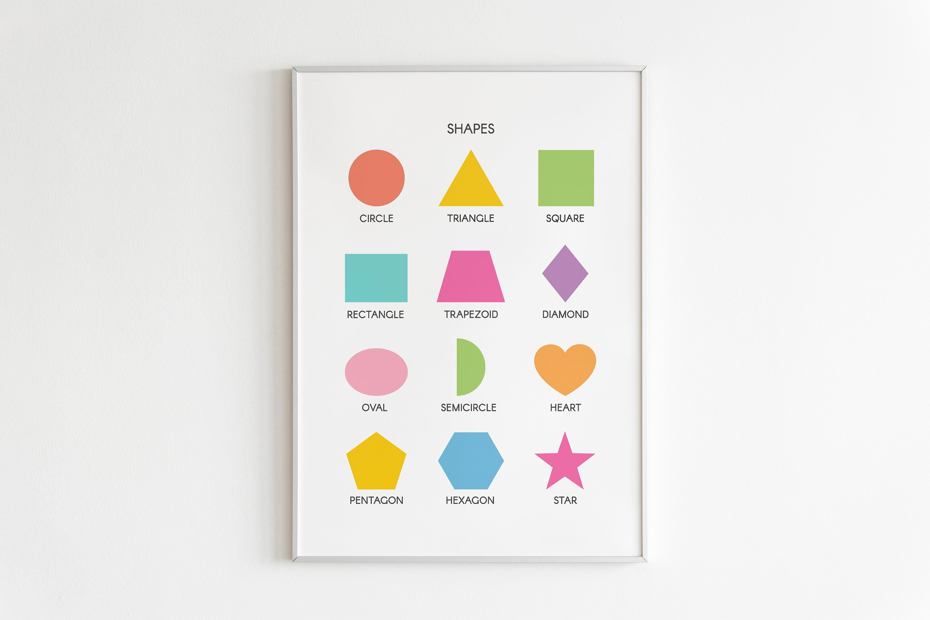 12 Geometric SHAPES Shapes Chart Learning Poster Home Decor Math ...