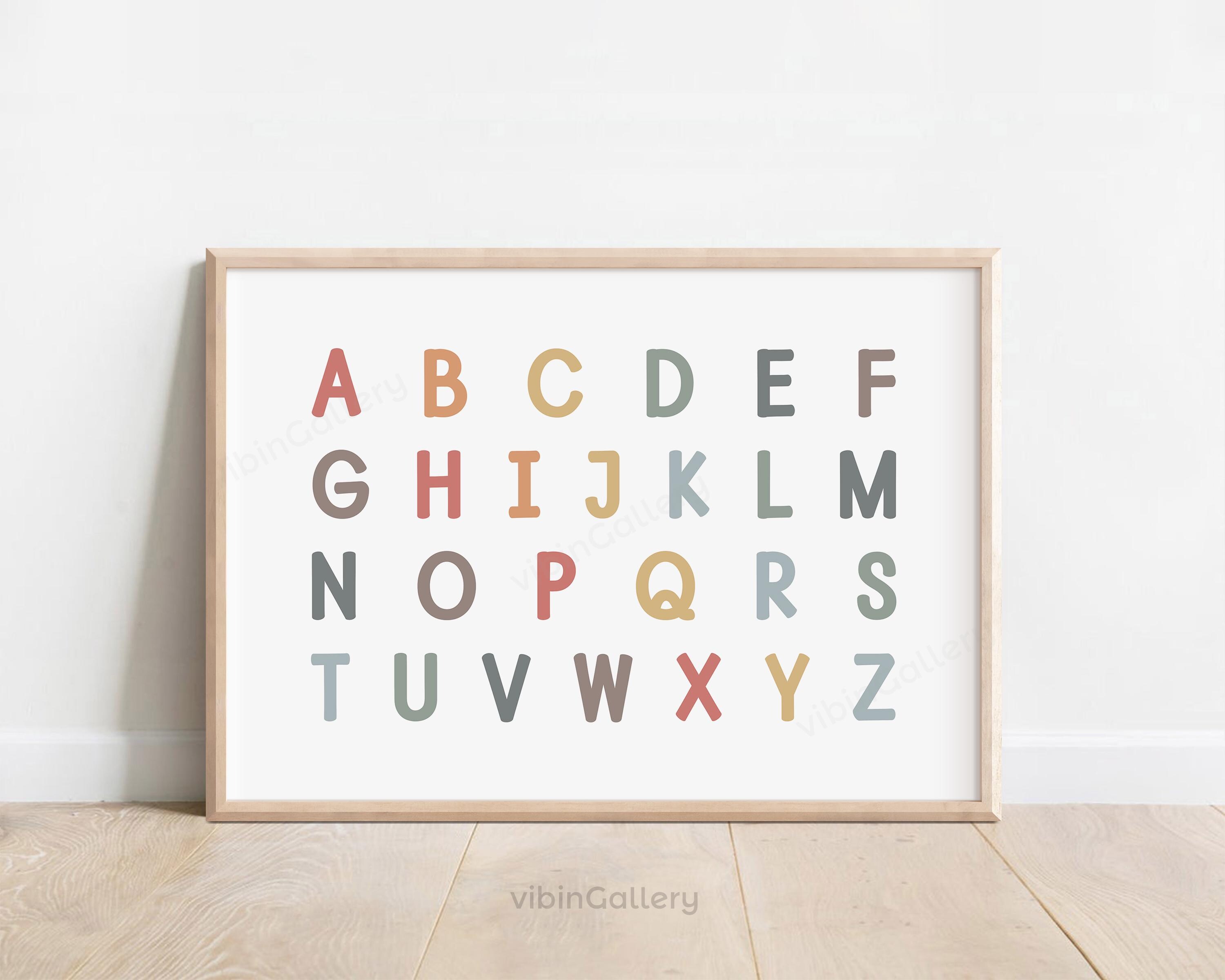 Horizontal Alphabet Poster, Boho Wall Decor, ABC Poster Landscape ...