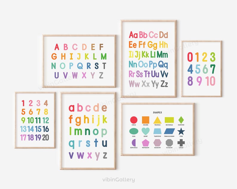 Rainbow Alphabet Poster, Uppercase Lowercase ABC Chart, Preschool ...