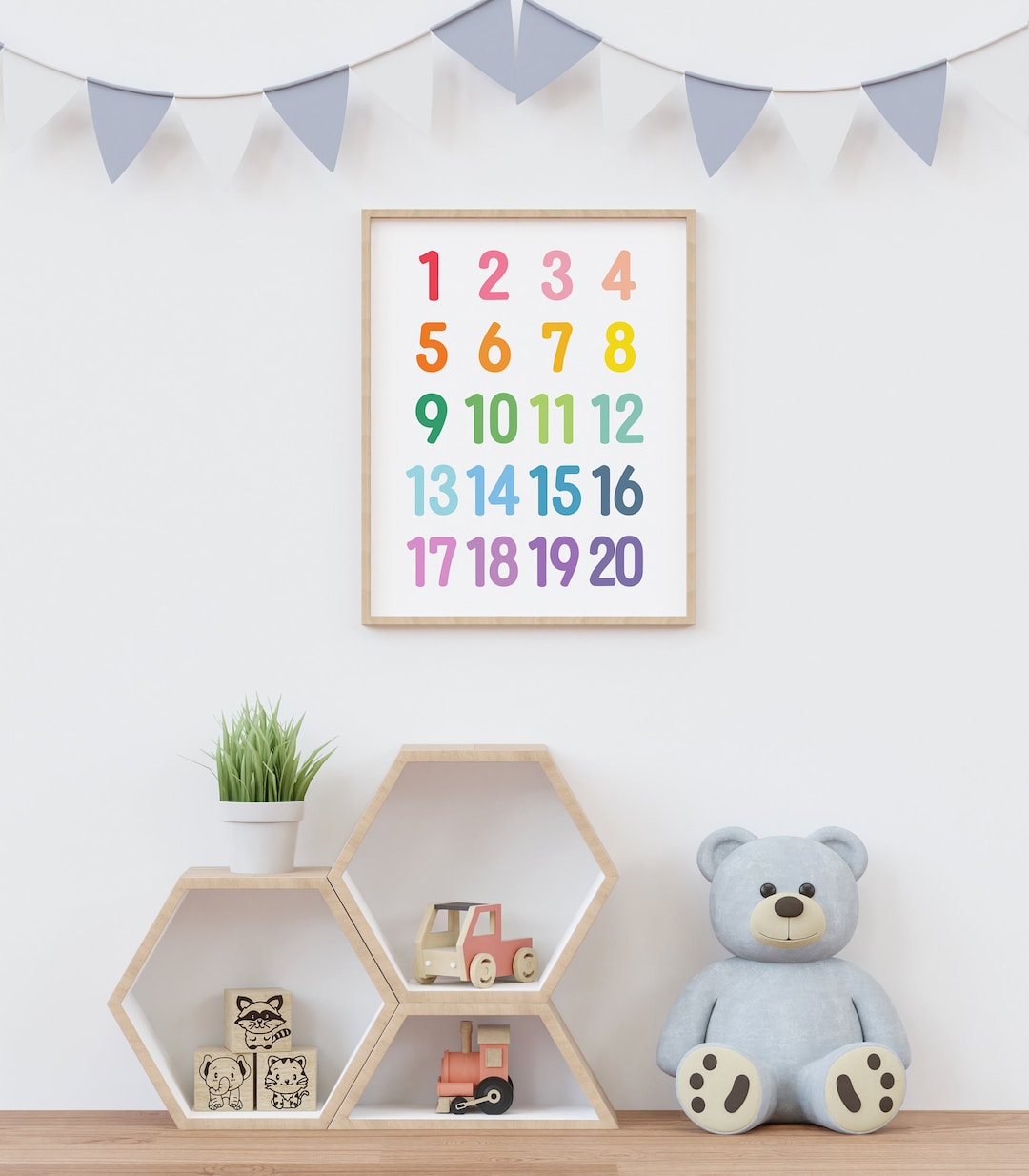 Rainbow Numbers Poster | Counting 1-20 | Printable Kids Room Decor ...