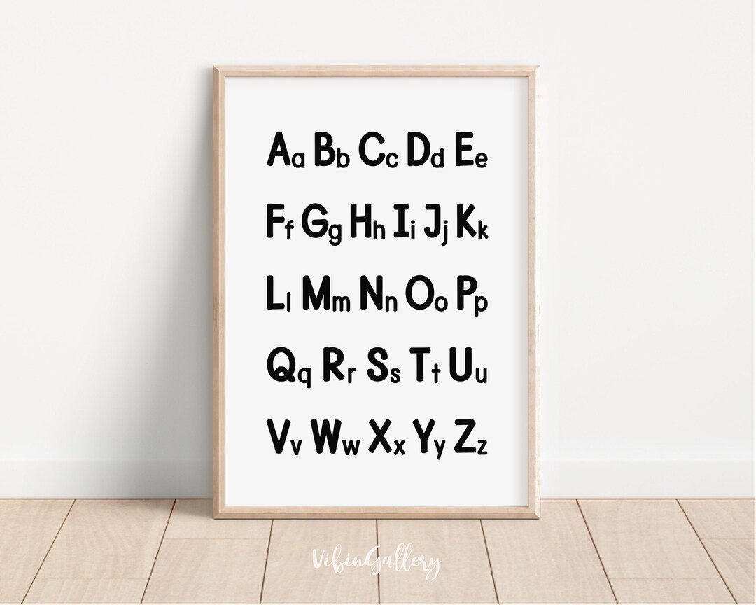 Black Alphabet Poster | ABC Print | Kids Room Decor| Printable Nursery ...