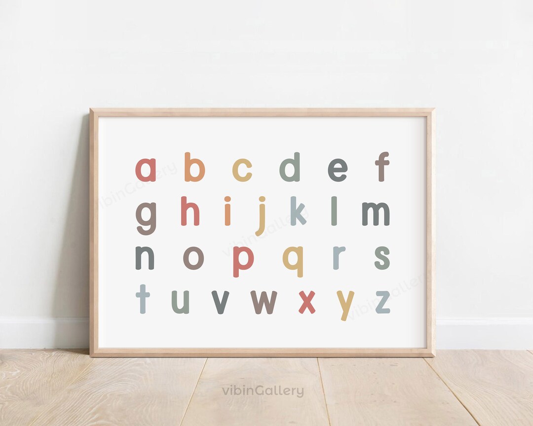 Lowercase Alphabet Poster, Horizontal Alphabet Poster, Earth Tone ABC ...