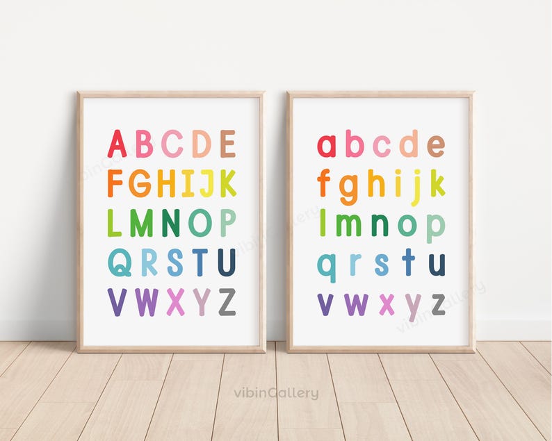 Rainbow Alphabet Poster Print | Rainbow Wall Decor | Uppercase Abc ...