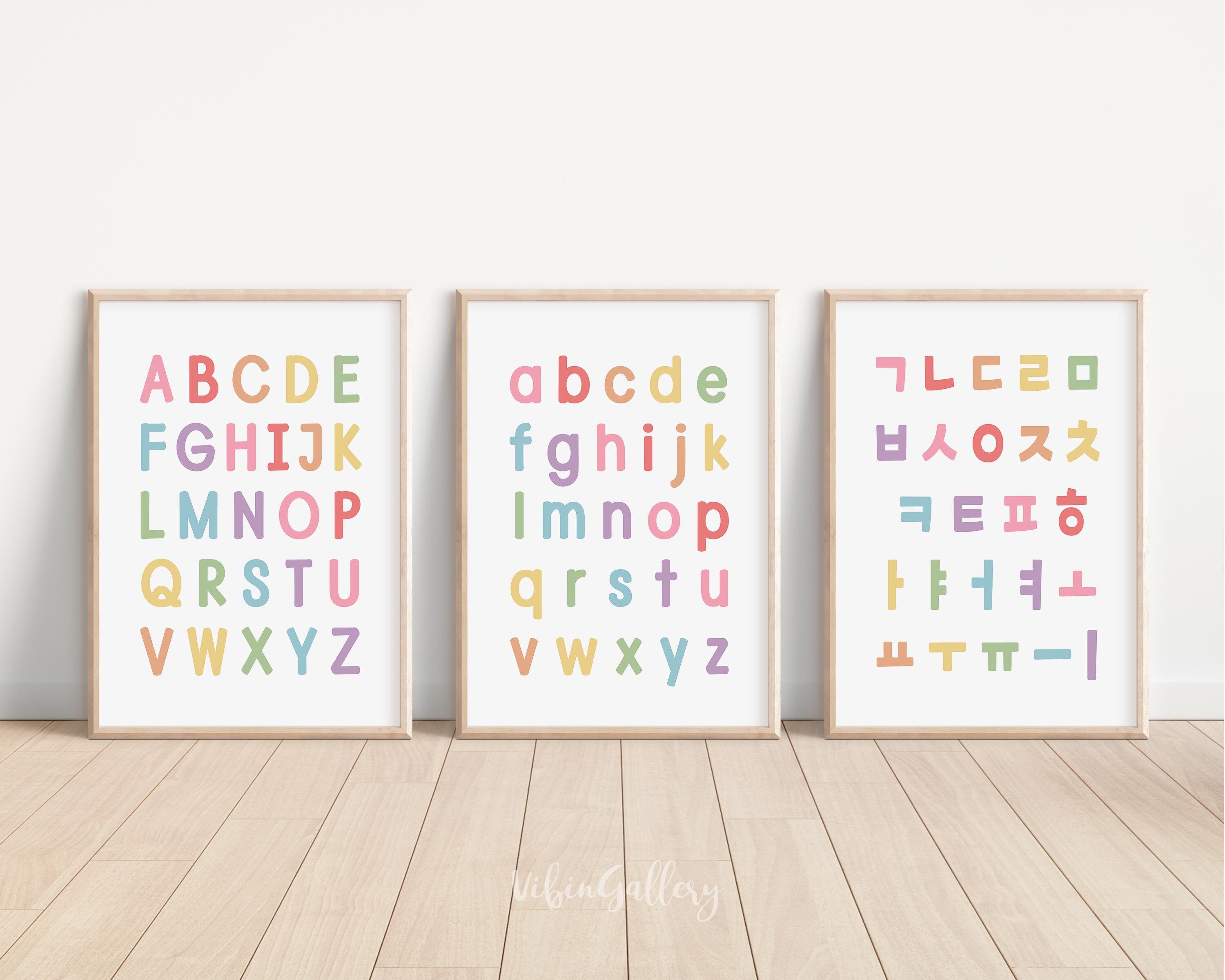 Pastel Alphabet and Hangul Posters | Korean Alphabet Print | Uppercase ...