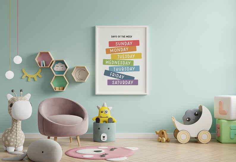 DAYS Of The Week Print Preschool Books Wall Poster Kids Etsy