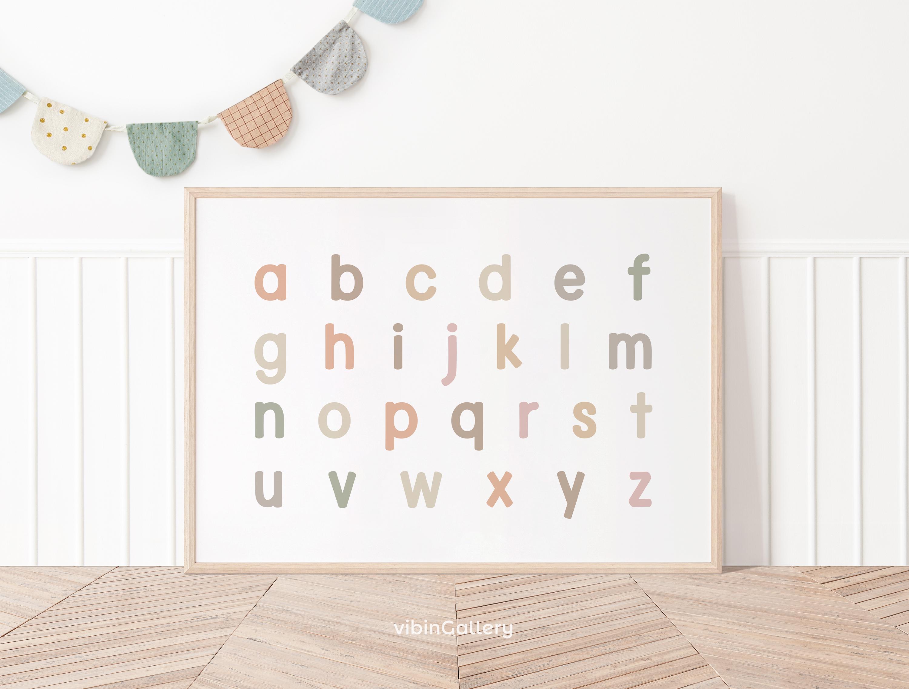 Horizontal Lowercase Alphabet Poster, Boho Wall Decor, ABC Poster ...