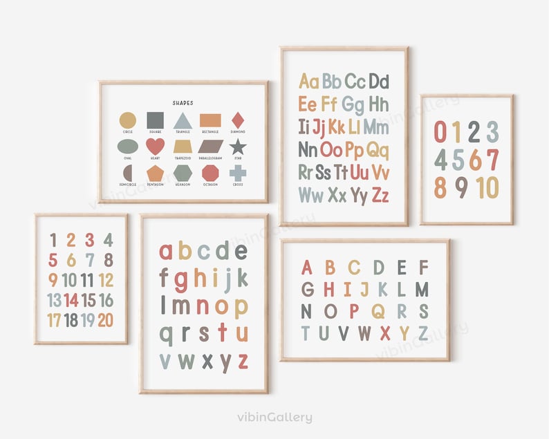 Number 1-20 Poster, Earth Tones Learning Print, Boho Nursery Decor ...