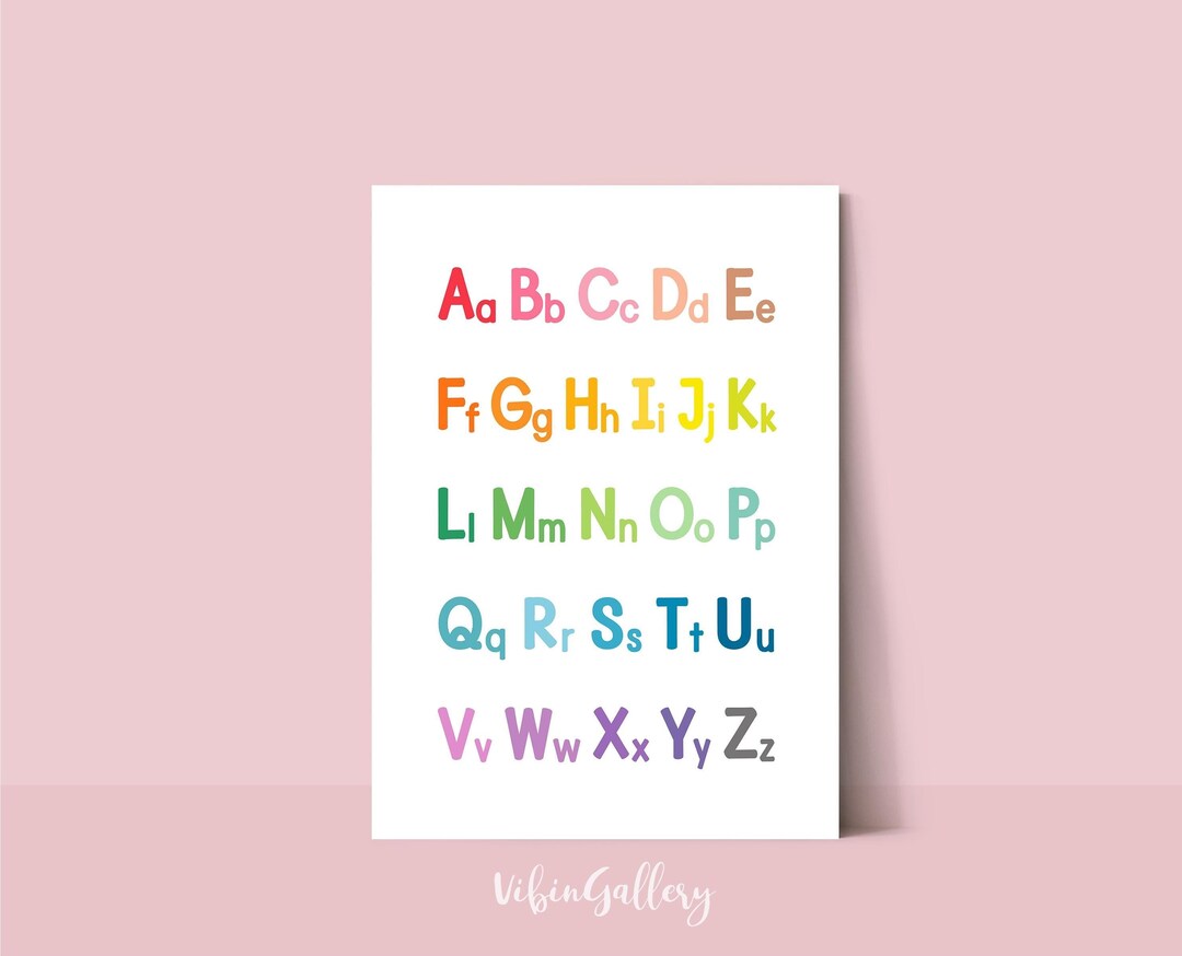 Upper and Lowercase Letters, Kindergarten Preschool Poster, Rainbow ...