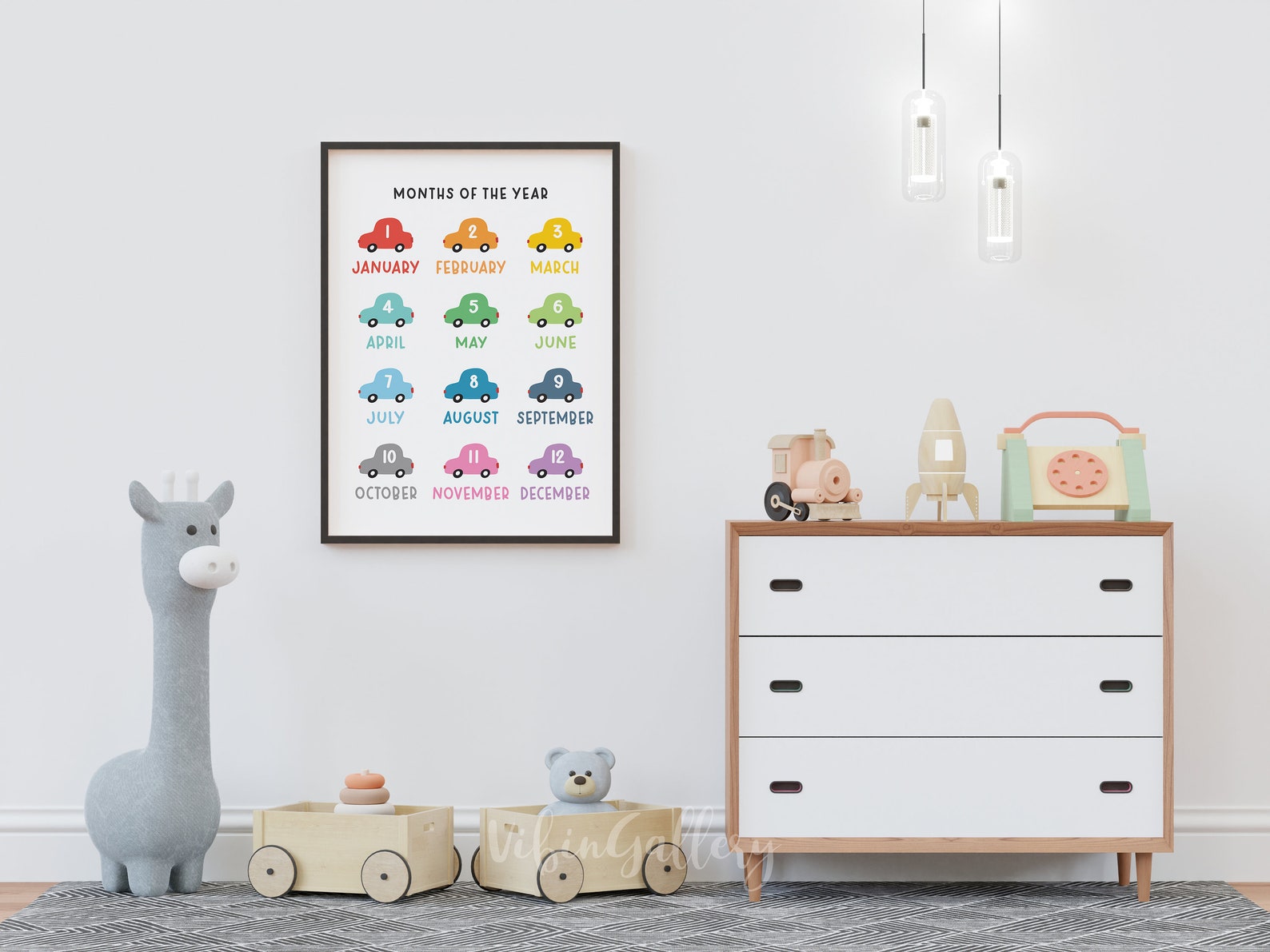 Months Of The Year Printable Cars Wall Decor Kids Playroom Etsy Israel