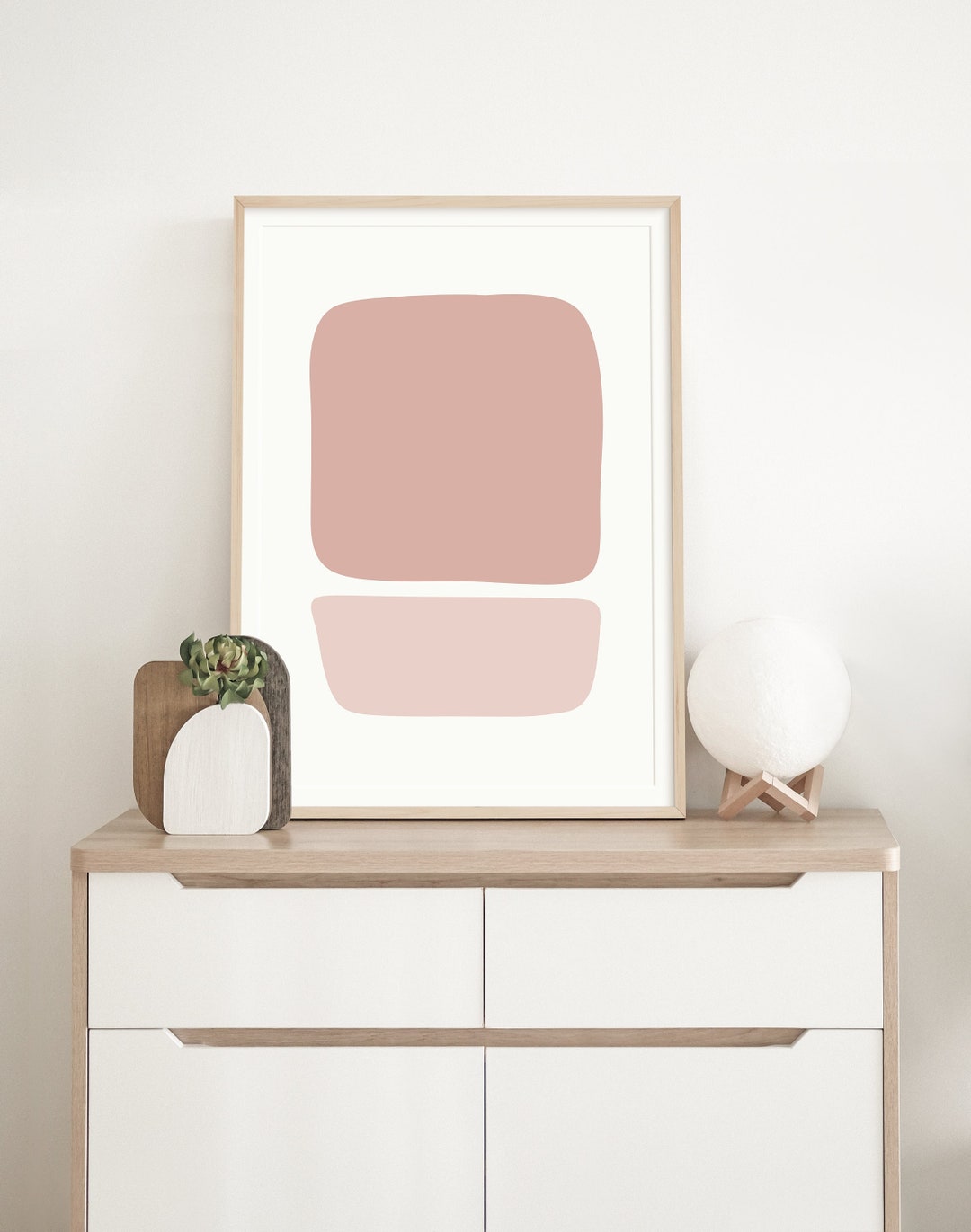 Modern Neutral Pink Abstract Print Minimalist Wall Decor Modern ...