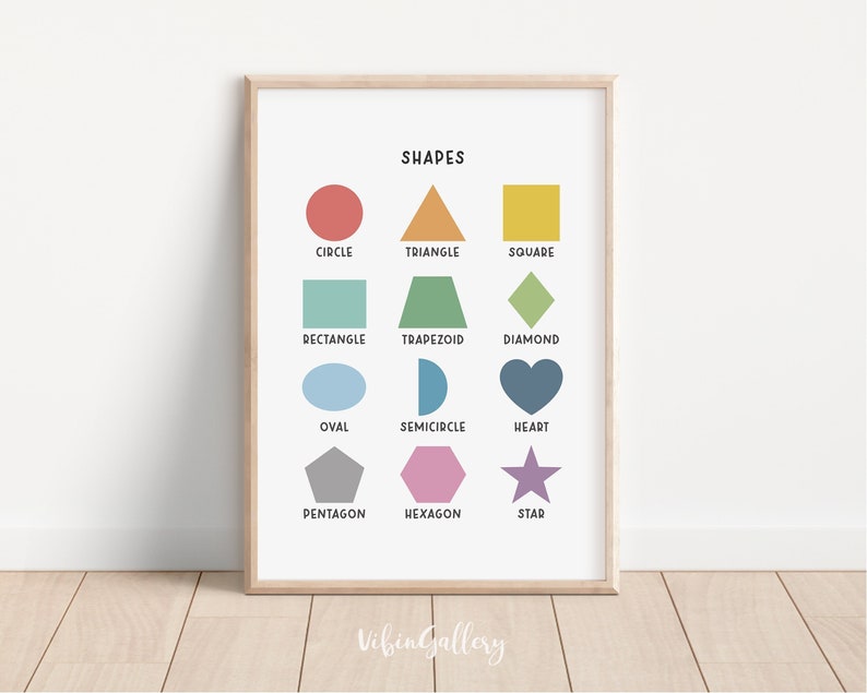 SHAPES Poster | Nursery, Classroom Wall Poster | Kids Room Wall Decor ...