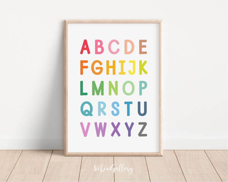 Rainbow Alphabet Poster Print | Rainbow Wall Decor | Uppercase Abc ...